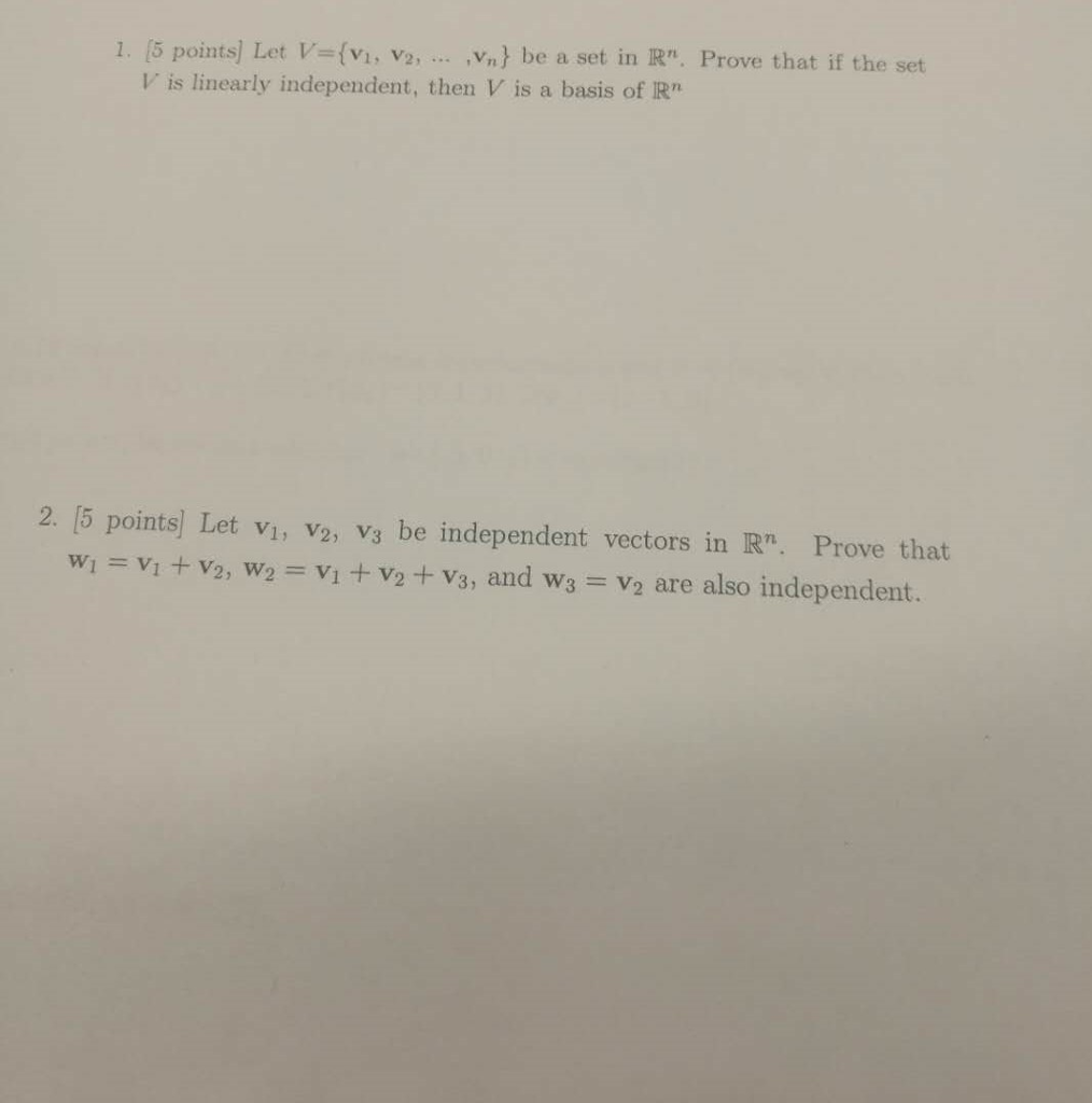 Solved 1. (5 points] Let V (vi, v,... Vn) be a set in R". | Chegg.com