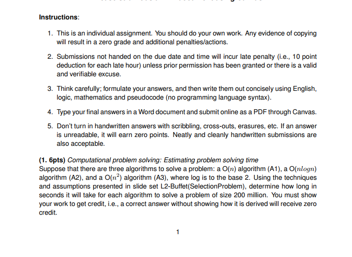 Solved Instructions 1. This is an individual assignment. You | Chegg.com