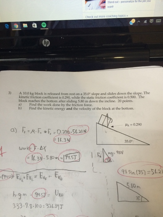 Solved A 10.0 kg block is released from rest on a | Chegg.com