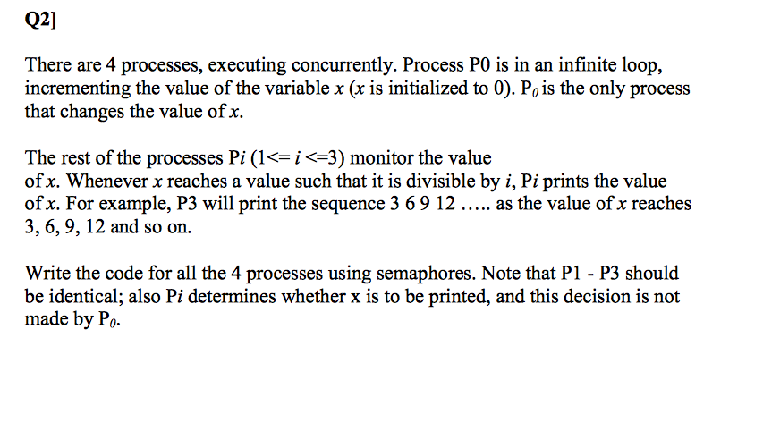 There are 4 processes, executing concurrently. | Chegg.com