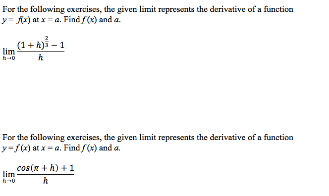 Solved: For The Following Exercises, The Given Limit Repre... | Chegg.com