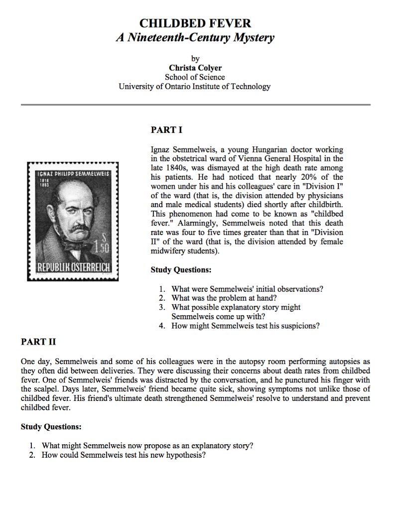 Solved CHILDBED FEVER A Nineteenth-Century Mystery by | Chegg.com
