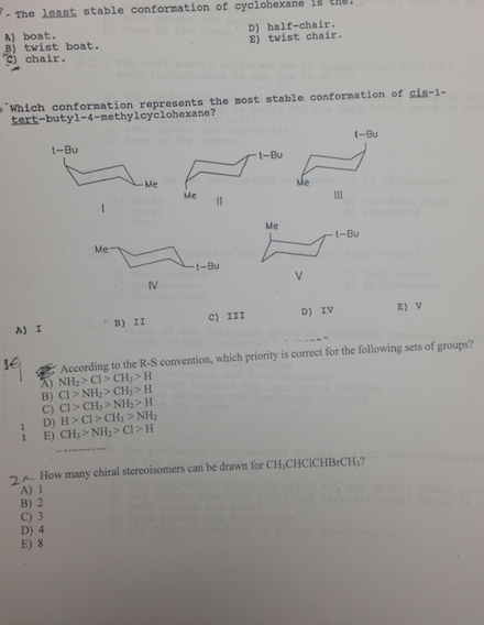 Solved The least stable conformation of cyclohexane is the: | Chegg.com