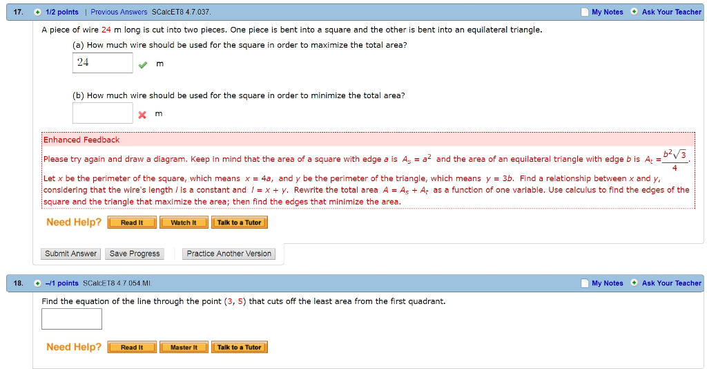 Solved 17. 1/2 points | Previous Answers SCalcET8 4.7.037 My | Chegg.com Solved 17. 1/2 points | Previous Answers SCalcET8 4.7.037 My | Chegg.com