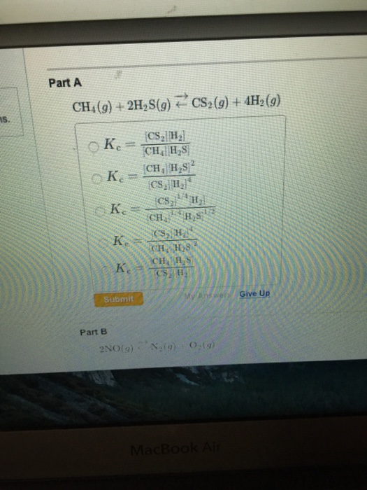 Solved CH4(g) + 2H2S(g) CS2(g) + 4H2(g) | Chegg.com