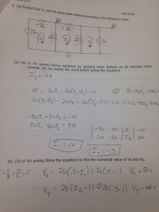 Solved Find Vx and aVy using mesh analysis according to the | Chegg.com