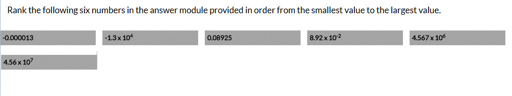 Solved Rank the following six numbers in the answer module | Chegg.com