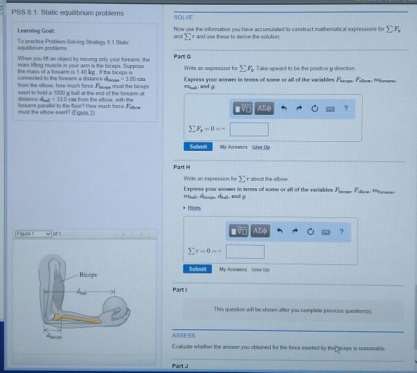 Solved PSS 8.1 Static equilibrium problems SOLVE Now use the | Chegg.com