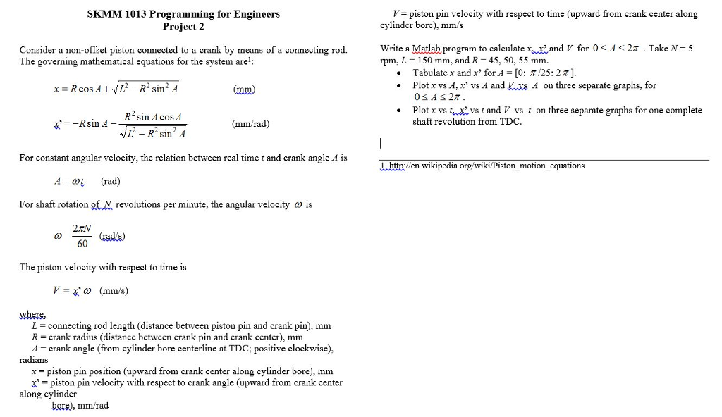 Solved SKMM 1013 Programming for Engineers V piston pin | Chegg.com