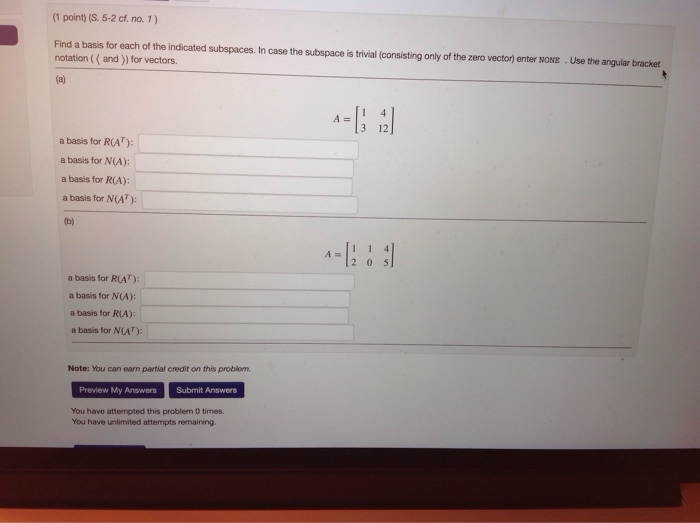 Solved Find a basis for each of the indicated subspaces. In | Chegg.com