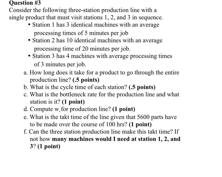 Solved Question #3 Consider the following three-station | Chegg.com