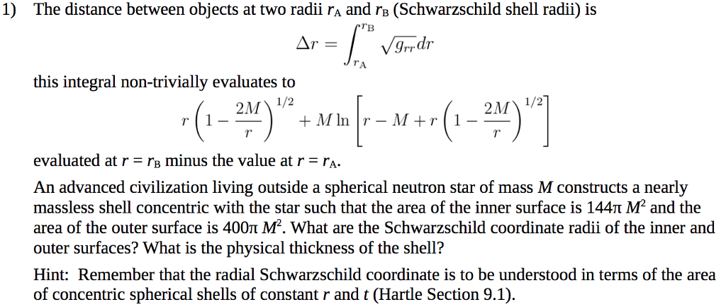 Solved 1) The distance between objects at two radii ra and | Chegg.com