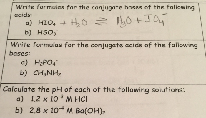 Solved Write formulas for the conjugate bases of the | Chegg.com