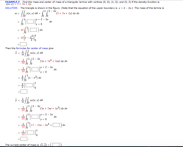 Solved Find the mass and center of a triangular lamina with | Chegg.com