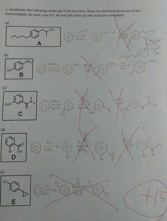 Solved 1. Synthesize the following molecules from benzene. | Chegg.com