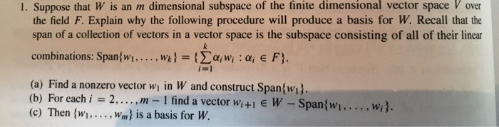 Solved l. Suppose that W is an m dimensional subspace of the | Chegg.com