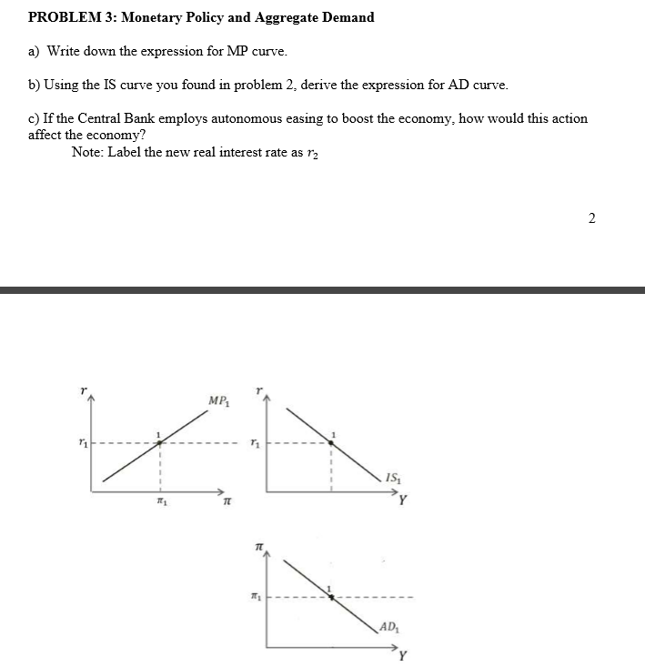 Solved a) Write down the expression for MP curve. b) Using | Chegg.com