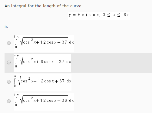 Solved An integral for the length of the curve y = 6x + sin | Chegg.com