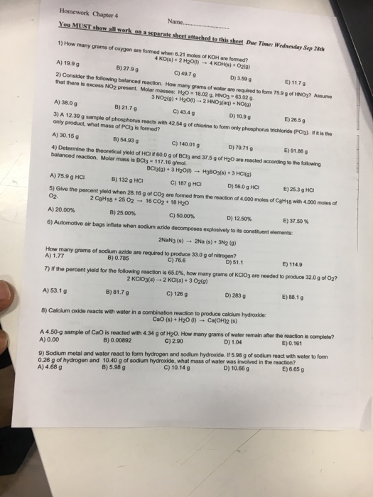 Solved How many grams of oxygen are formed when 6.21 moles | Chegg.com
