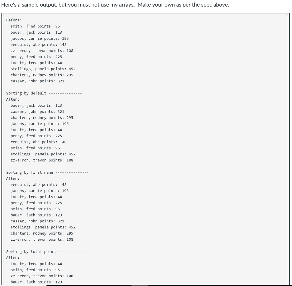 Solved Assignment 9 - Changing Sort Keys While it may appear | Chegg.com