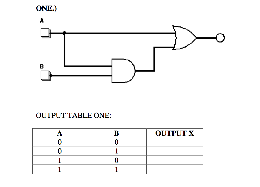 Solved ONE.) A O B OUTPUT TABLE ONE: OUTPUT X B0101 U | Chegg.com