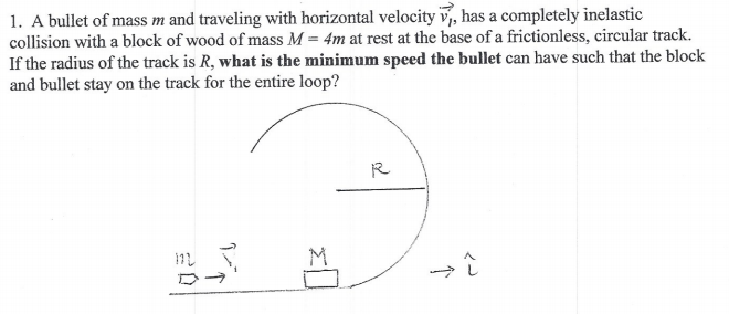 Solved A bullet of mass m and traveling with horizontal | Chegg.com