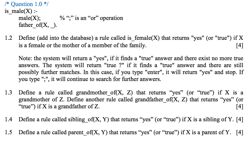 You are given the following Prolog (fact/rule | Chegg.com