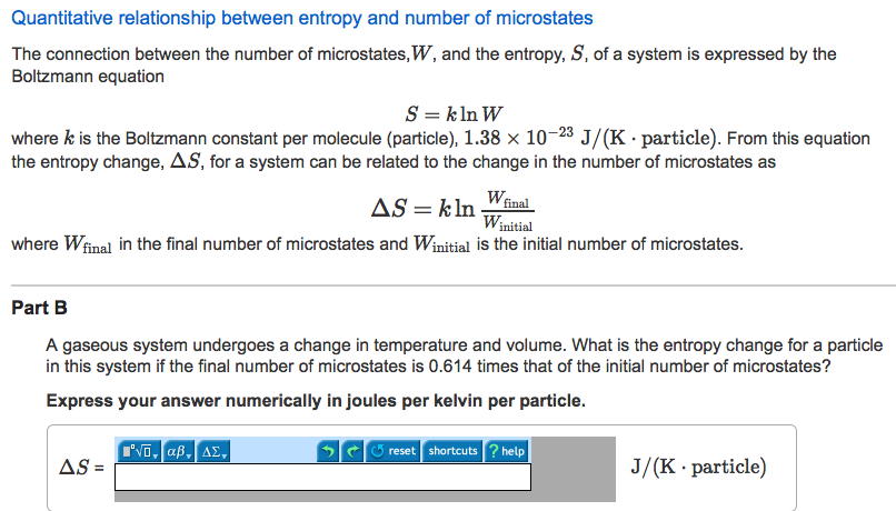 Solved The connection between the number of microstates, W, | Chegg.com