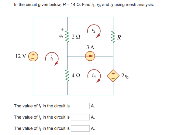 Solved In the circuit given below, R = 14 ohm. Find i_1, | Chegg.com