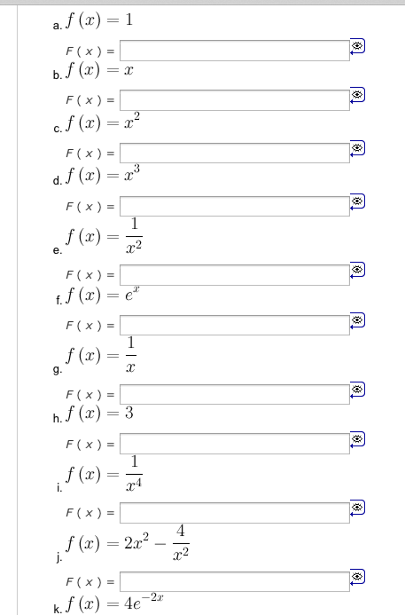 Solved 1 Find The Antiderivative Of Each Of The Following