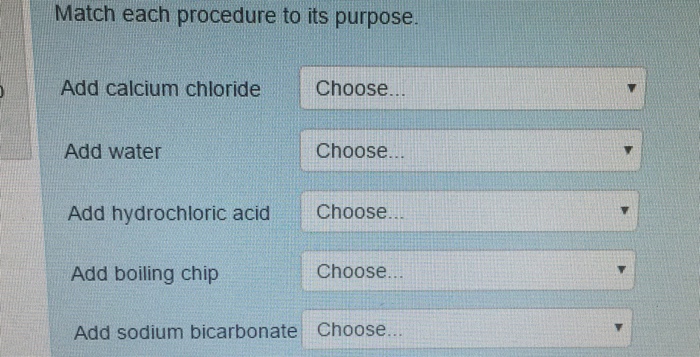 Solved Match each procedure to its purpose. Add calcium | Chegg.com