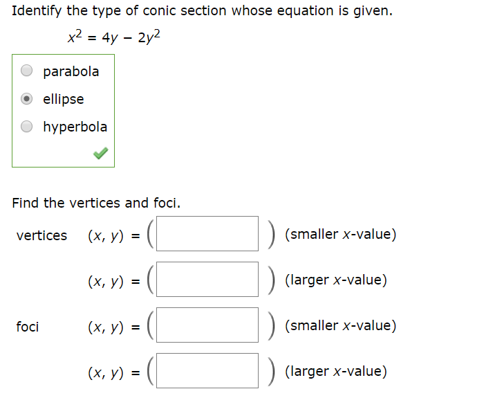 Solved Identify the type of conic section whose equation is | Chegg.com