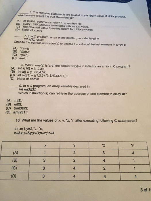 Solved Part 1 Multiple Choice(20 points) Note: Each question | Chegg.com