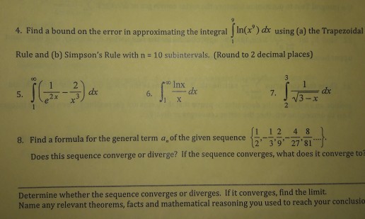 Solved 4. Find a bound on the error in approximating the | Chegg.com