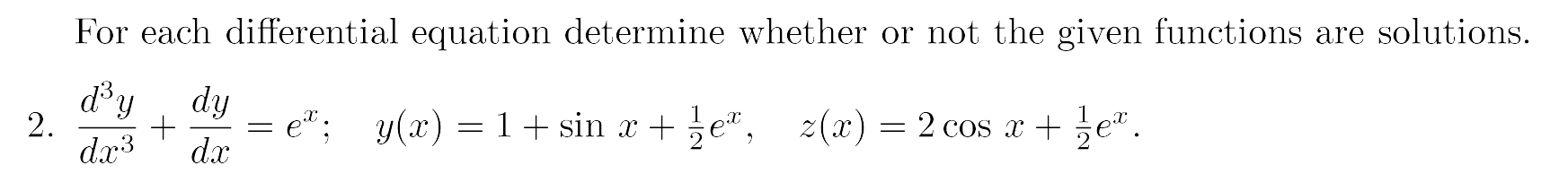 Solved For each differential equation determine whether or | Chegg.com