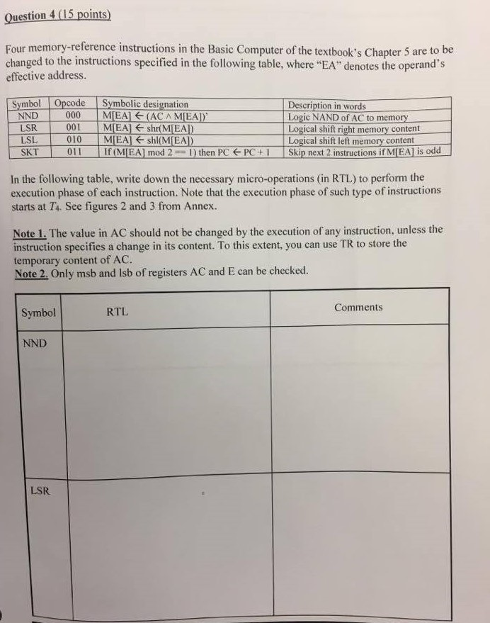 estion 4 (15 points Four memory-reference | Chegg.com