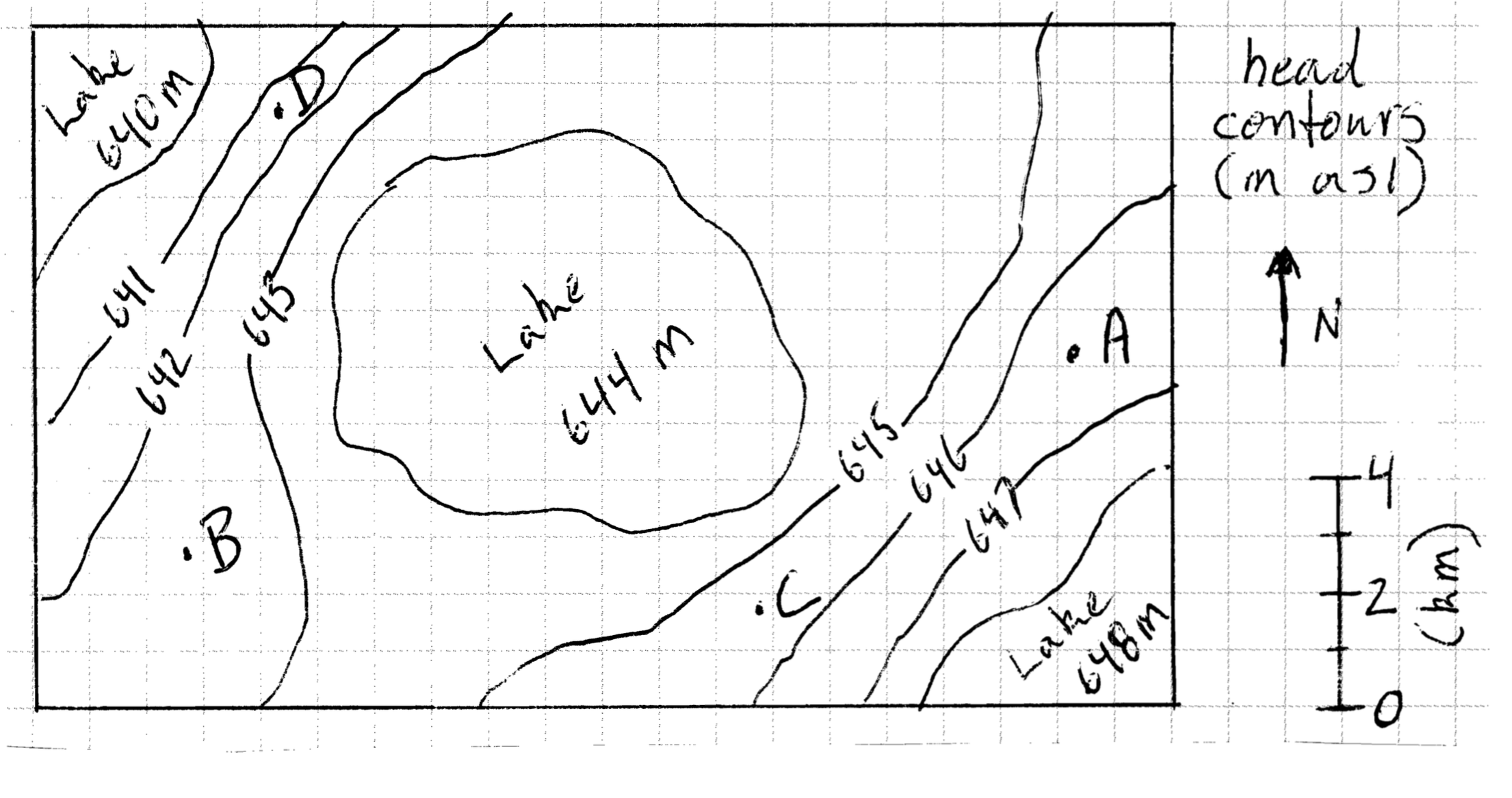 The following map shows interpreted hydraulic head | Chegg.com