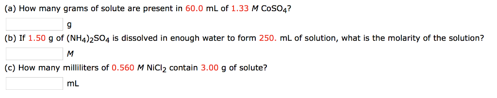 Solved (a) How many grams of solute are present in 60.0 mL | Chegg.com