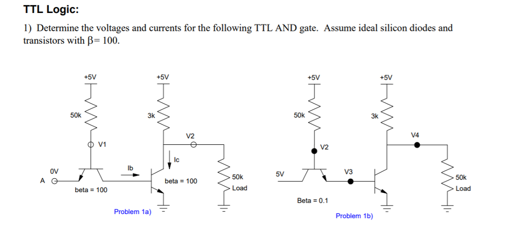 Solved TTL Logic: 1) Determine the voltages and currents for | Chegg.com