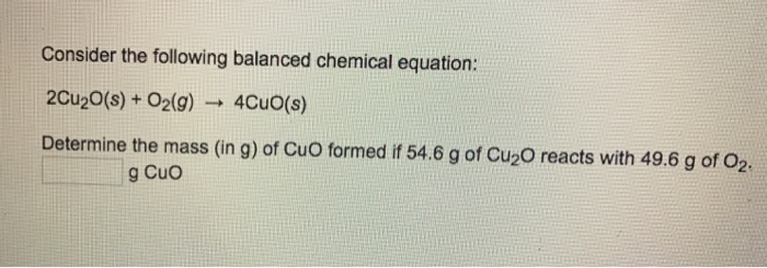 Solved Consider the following balanced chemical equation: | Chegg.com