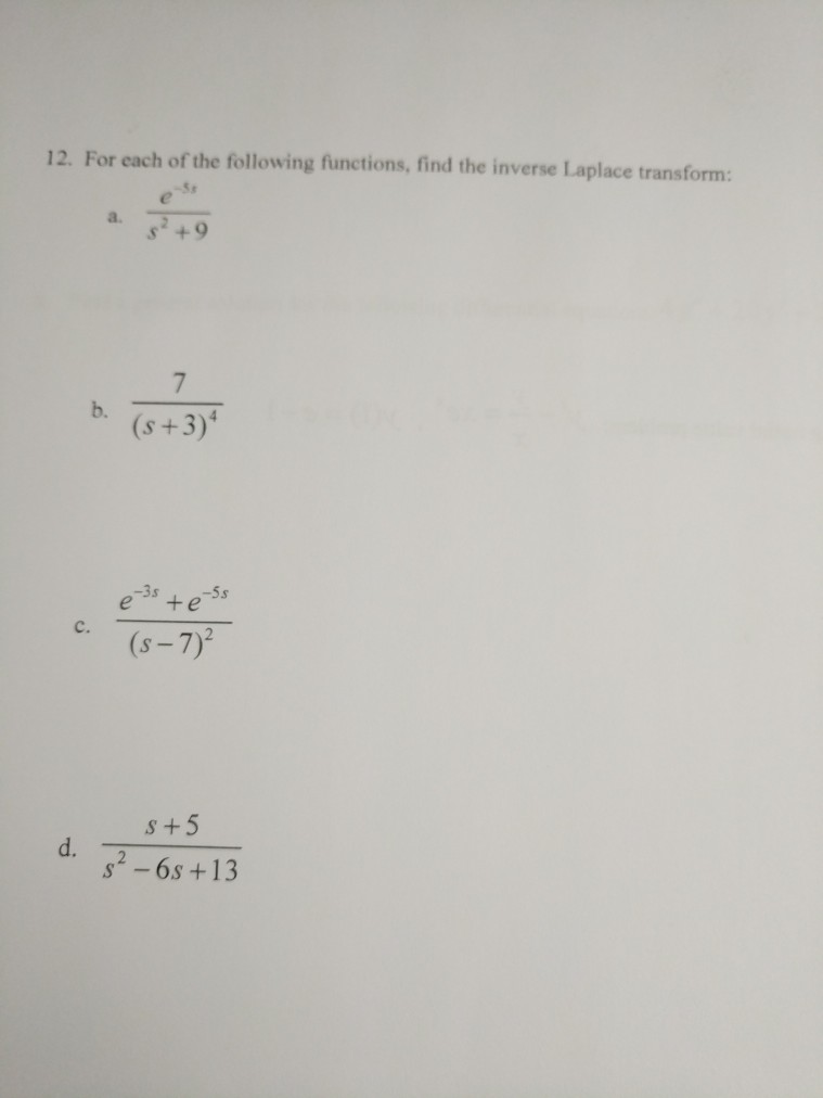 Solved For each of the following functions, find the inverse | Chegg.com