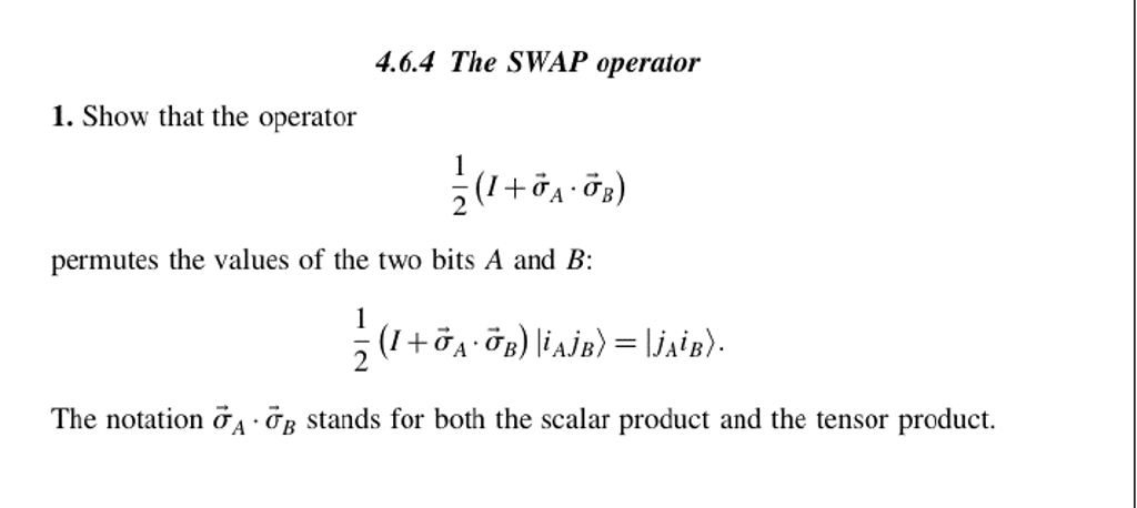 Solved 4.6.4 The SWAP operator 1. Show that the operator 2 | Chegg.com