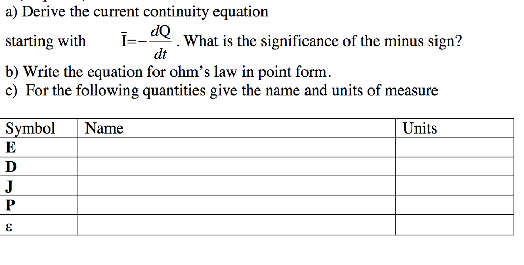 Solved Derive the current continuity equation starting with | Chegg.com