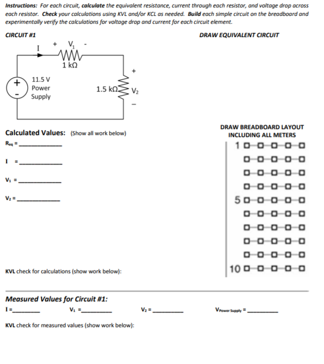 Solved Basic circuit lab (KCL/KVL) in pictures and draw | Chegg.com