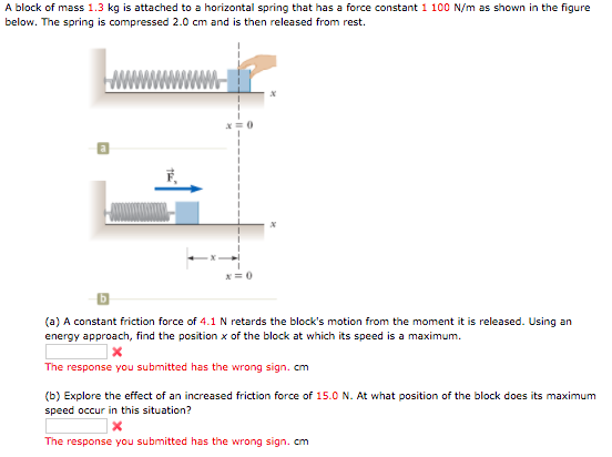Solved A block of mass 1.3 kg is attached to a horizontal | Chegg.com