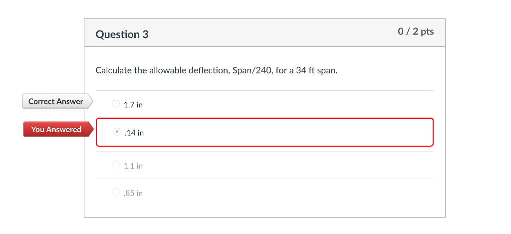 Solved Question 3 0/ 2 pts Calculate the allowable | Chegg.com