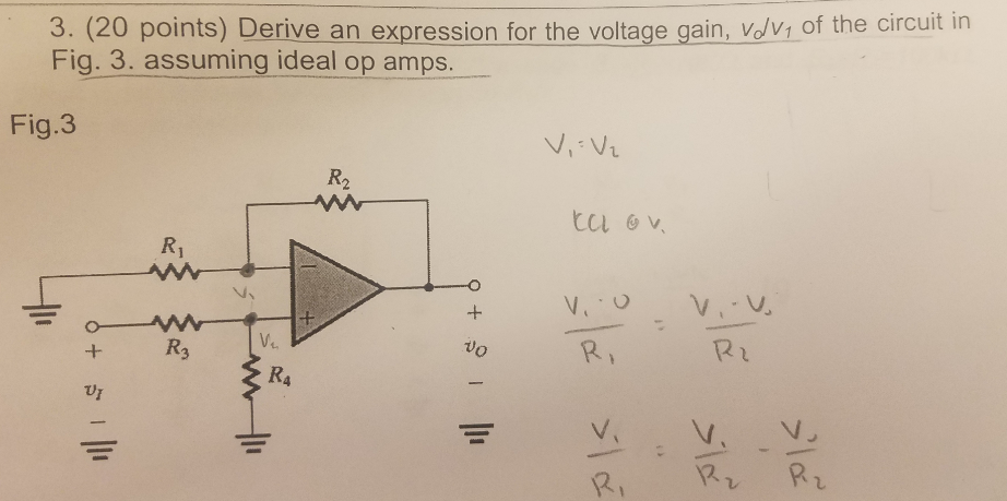 Solved 3. (20 points) Derive an expression for the voltage | Chegg.com