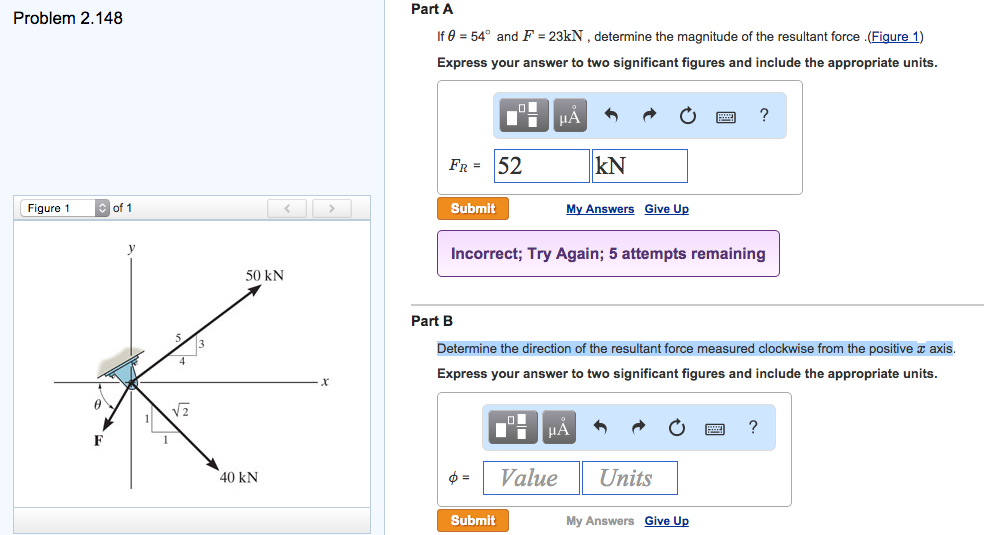 Solved If ? = 54? and F = 23kN , determine the magnitude of | Chegg.com