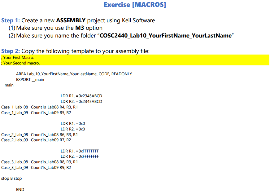 Exercise [MACROS] Step 1 Create a new ASSEMBLY | Chegg.com
