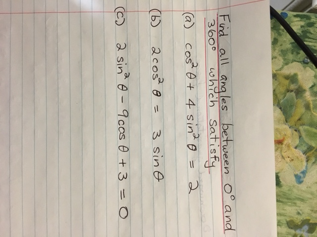 Solved Find all angles between 0 degree and 360 degree which | Chegg.com